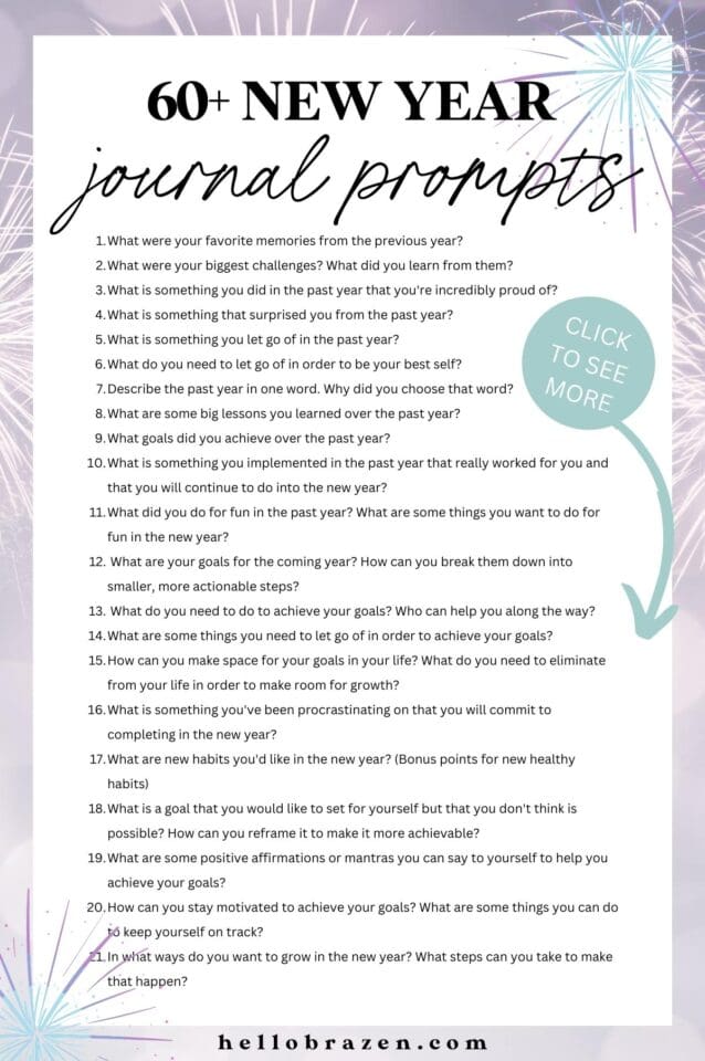 60 New Year Journal Prompts: Reflect, Set Goals & Focus - Hello Brazen