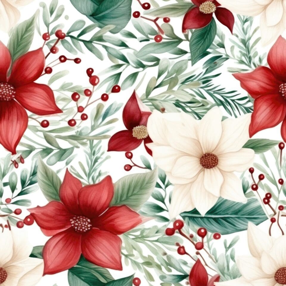 Seamless Christmas Floral Pattern Collection - Hello Brazen