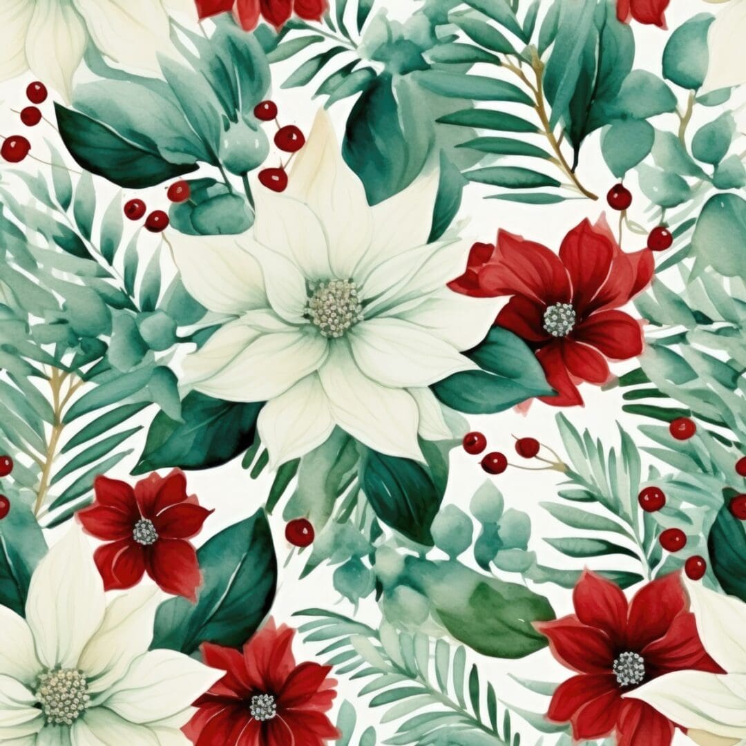 Seamless Christmas Floral Pattern Collection - Hello Brazen