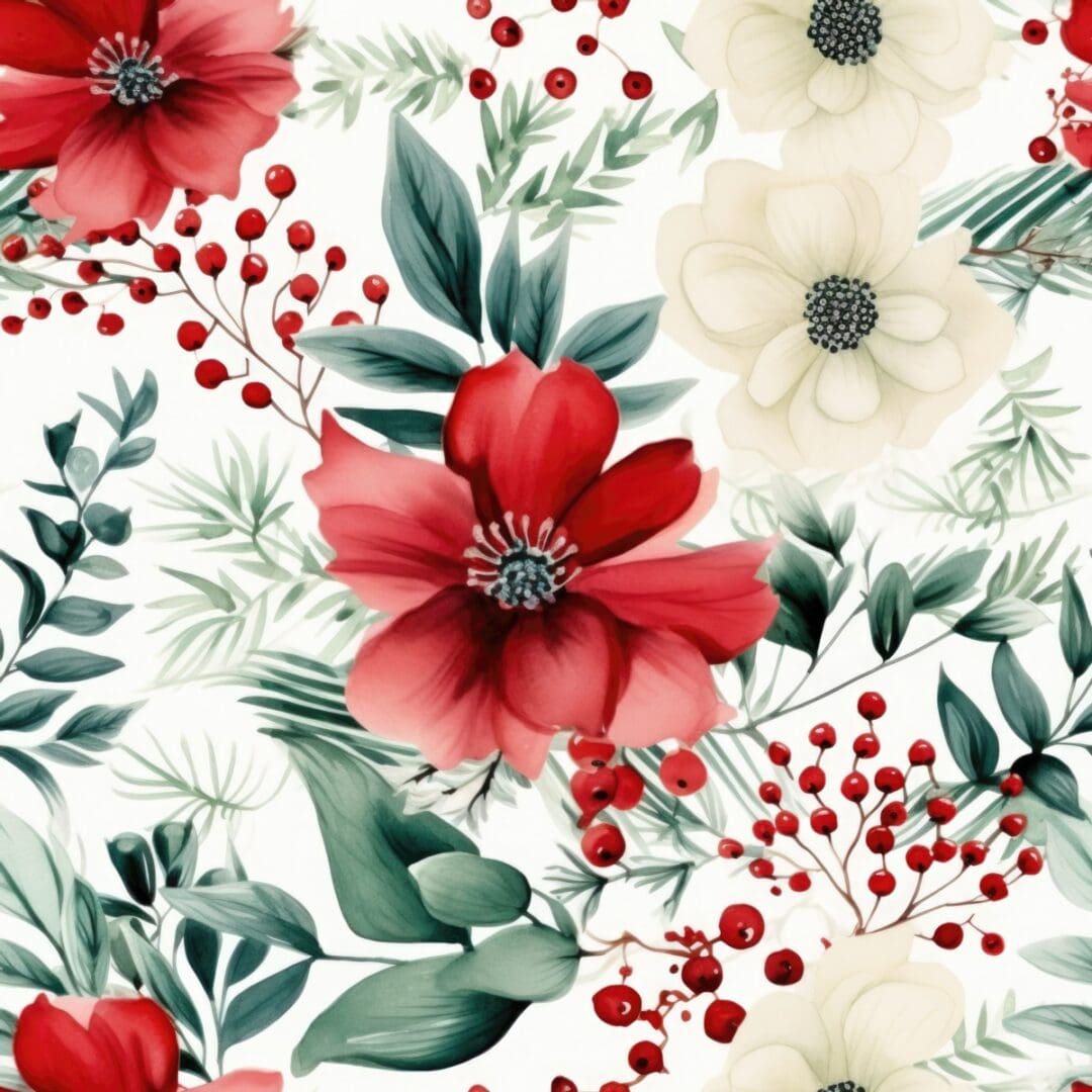 Seamless Christmas Floral Pattern Collection - Hello Brazen