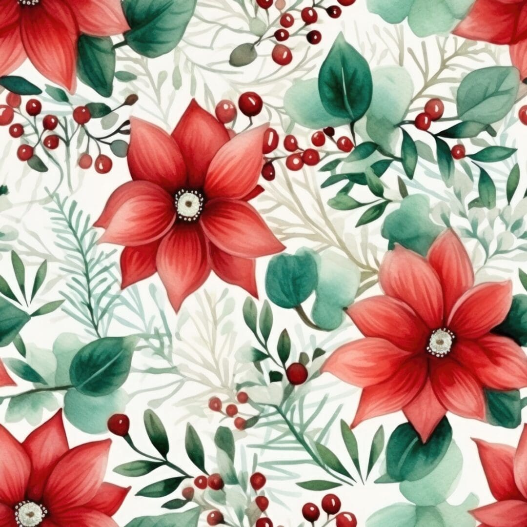 Seamless Christmas Floral Pattern Collection - Hello Brazen
