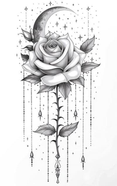 Crescent Moon + Rose Illustrations (Free Download) - Hello Brazen