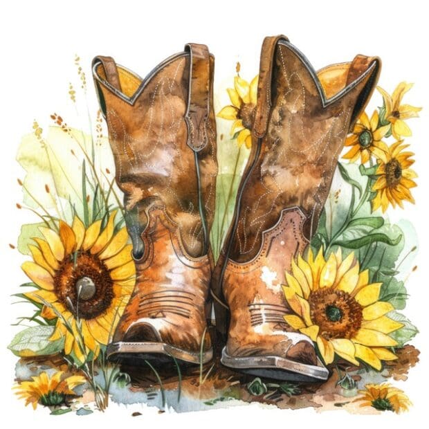 Country Boots and Sunflowers Clipart Collection (Free Download) - Hello ...