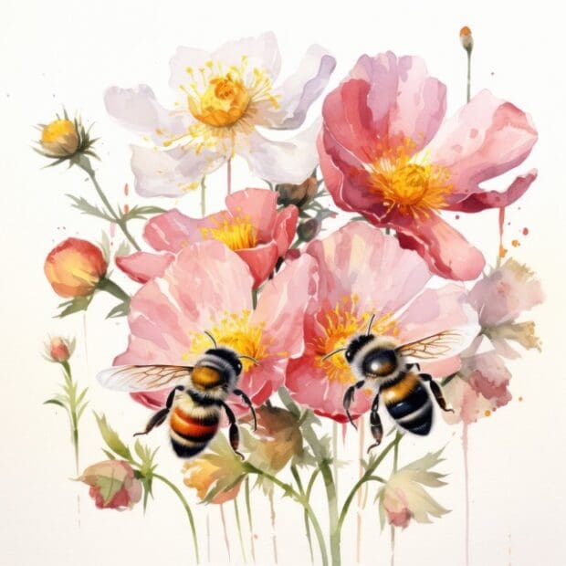 Bees and Colorful Flowers Clipart Collection (Free Download) - Hello Brazen