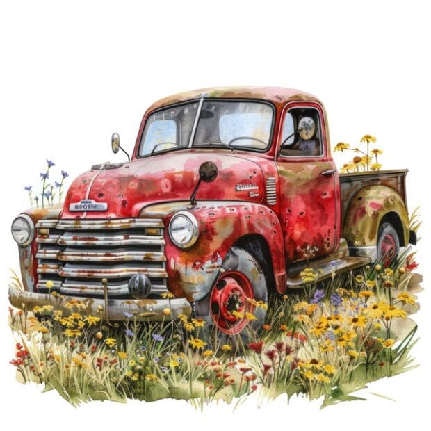 Farm Truck + Wildflowers Clipart Collection (Free Download) - Hello Brazen