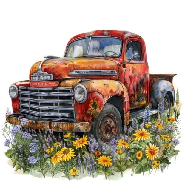 Farm Truck + Wildflowers Clipart Collection (Free Download) - Hello Brazen