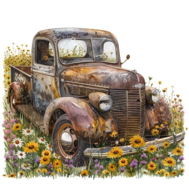 Farm Truck + Wildflowers Clipart Collection (Free Download) - Hello Brazen