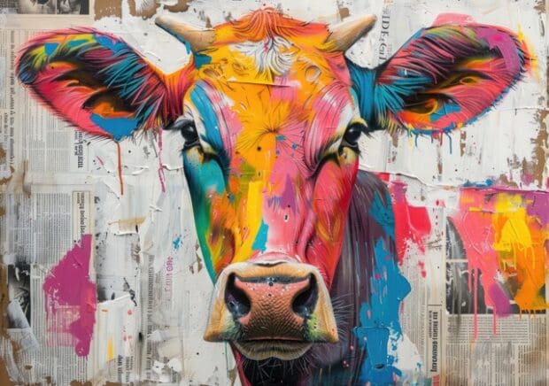 68 Colorful Cows Abstract Printable Art Collection - Free Download ...