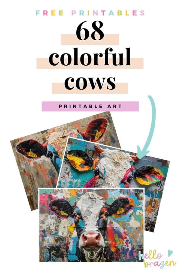 68 Colorful Cows Abstract Printable Art Collection - Free Download ...