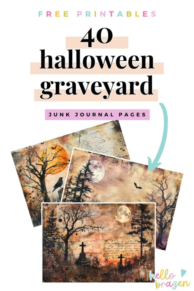 40 Halloween Graveyard Junk Journal Pages - Free Download - Hello Brazen