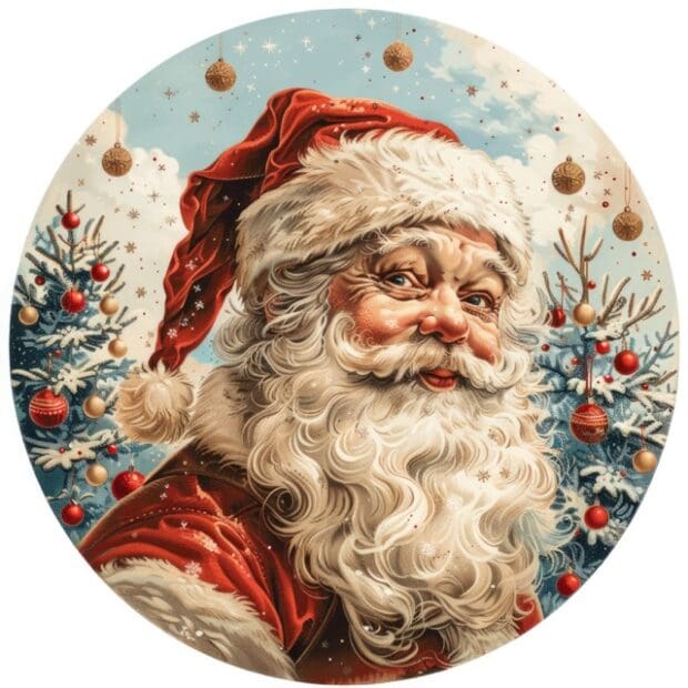 20 Vintage Santa Circle Images - Free Download - Hello Brazen