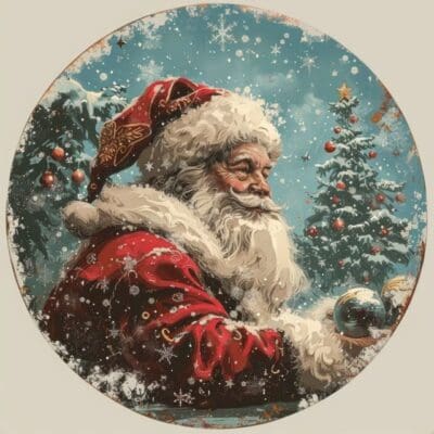 20 Vintage Santa Circle Images - Free Download - Hello Brazen
