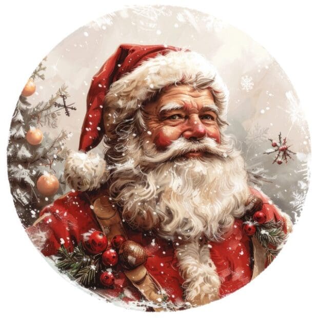 20 Vintage Santa Circle Images - Free Download - Hello Brazen
