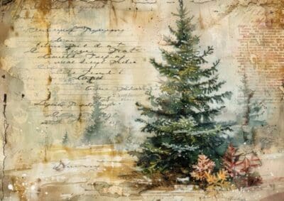 44 Vintage Christmas Tree Junk Journal Pages - Free Download - Hello Brazen