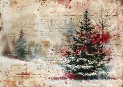 44 Vintage Christmas Tree Junk Journal Pages - Free Download - Hello Brazen