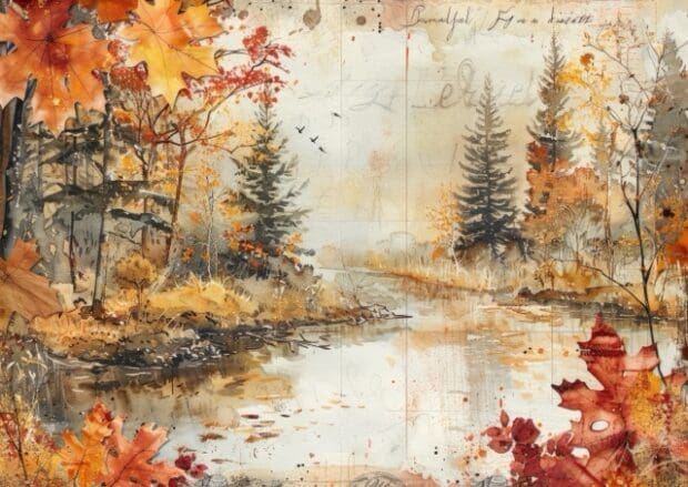 32 Fall Landscapes Junk Journal Pages - Free Download - Hello Brazen