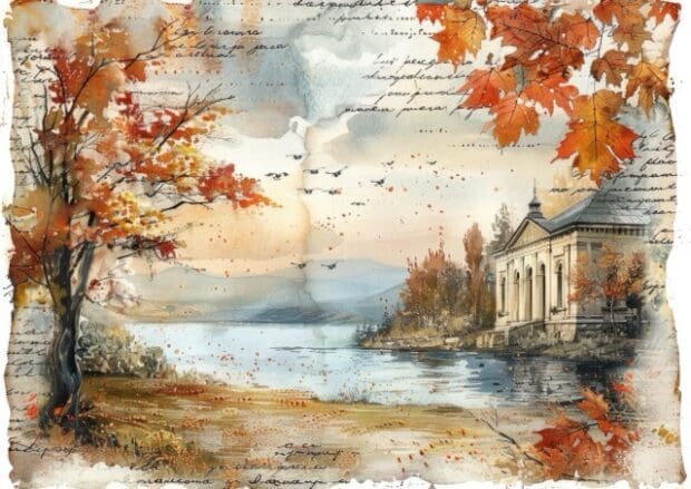 32 Fall Landscapes Junk Journal Pages - Free Download - Hello Brazen