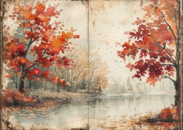 32 Fall Landscapes Junk Journal Pages - Free Download - Hello Brazen