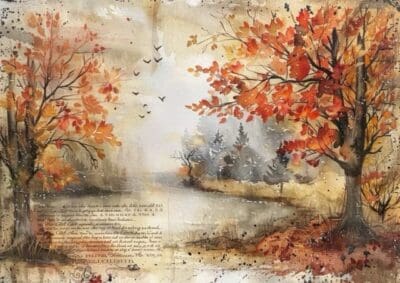 32 Fall Landscapes Junk Journal Pages - Free Download - Hello Brazen
