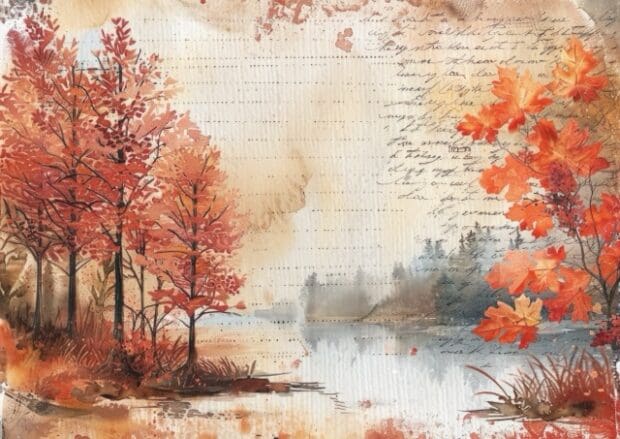 32 Fall Landscapes Junk Journal Pages - Free Download - Hello Brazen