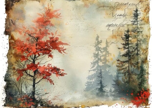 32 Fall Landscapes Junk Journal Pages - Free Download - Hello Brazen