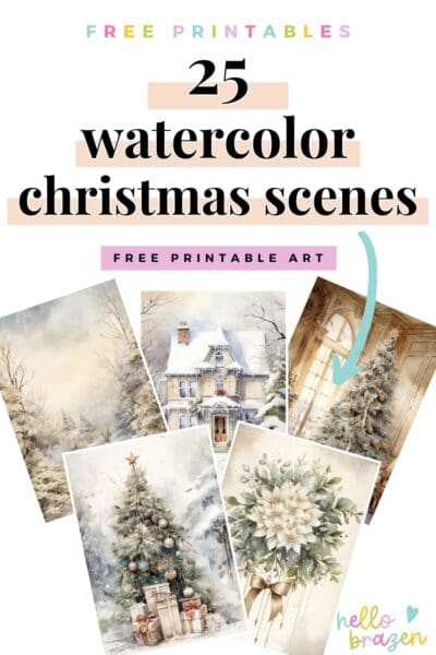 25 Soft Watercolor Christmas Scenes - Free Download - Hello Brazen