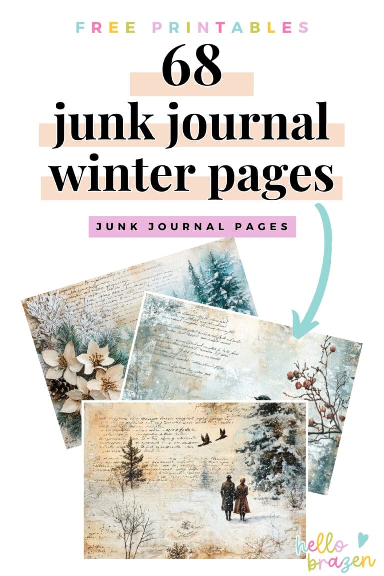 68 Winter Junk Journal Pages - Free Download - Hello Brazen